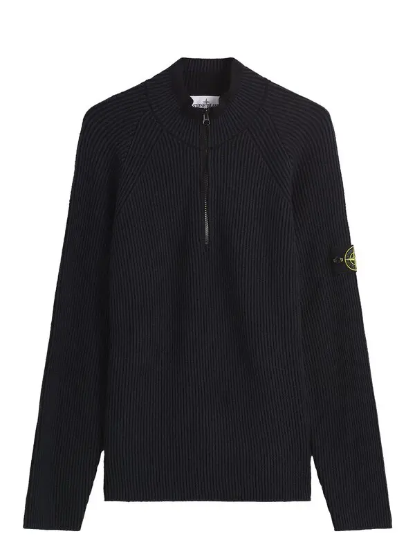 Stone Island Full Rib Half Zip Jumper - Navy Blue