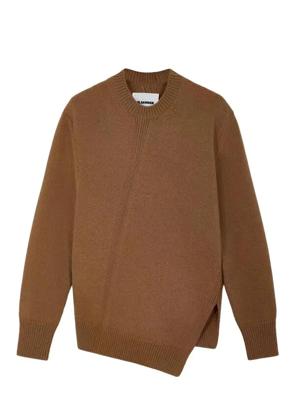 JIL SANDER Asymmetric Wool Sweater - Brown