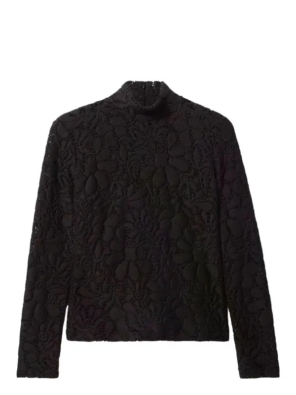 La DoubleJ Lace Turtleneck Top - Black