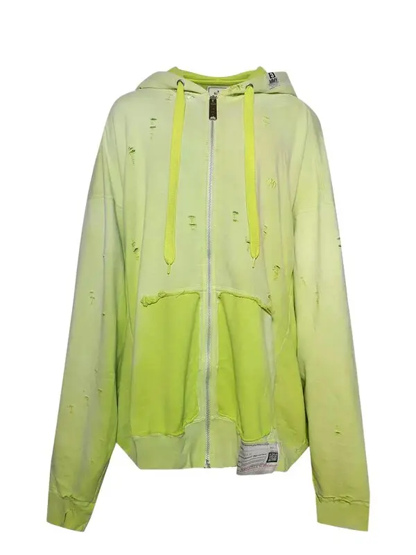 Mihara Yasuhiro Distressed Zip-up Hoodie - Yellow