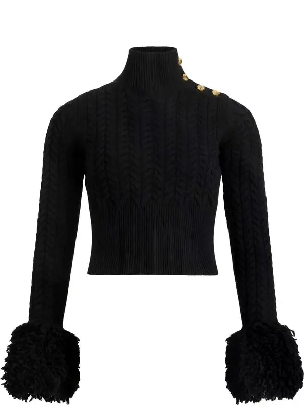 Patou Cable-knit Button-embellished Sweater - Black