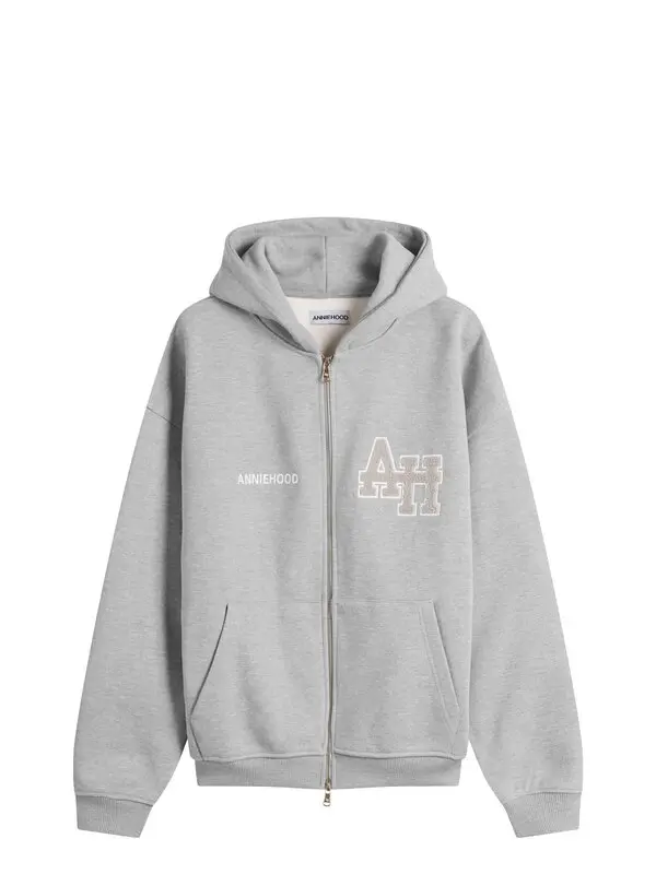ANNIE HOOD College Zip Hoodie - Grey/grey