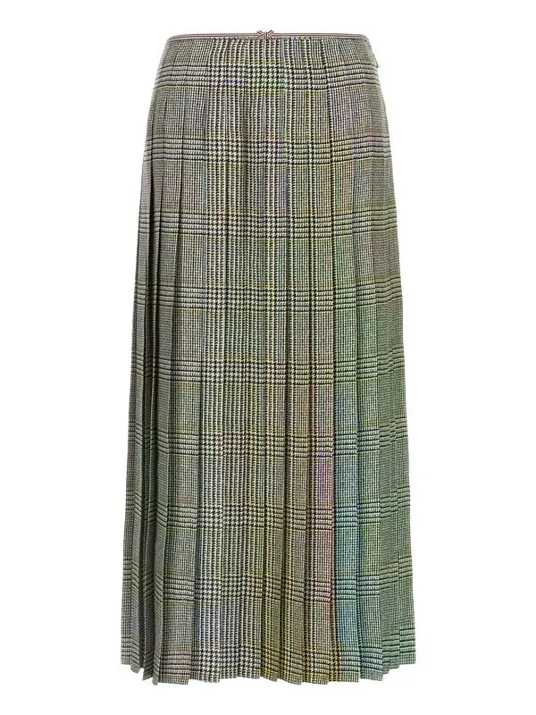 Thom Browne Houndstooth Pleated Midi Skirt - Grey