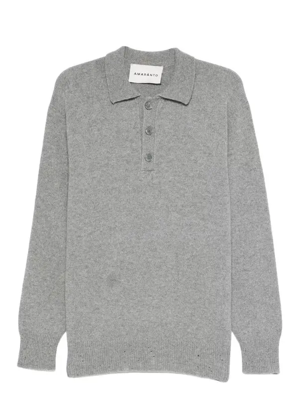 AMARANTO Button Polo Shirt - Grey