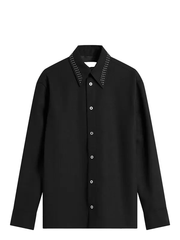 JIL SANDER Wool Canvas Shirt - Black