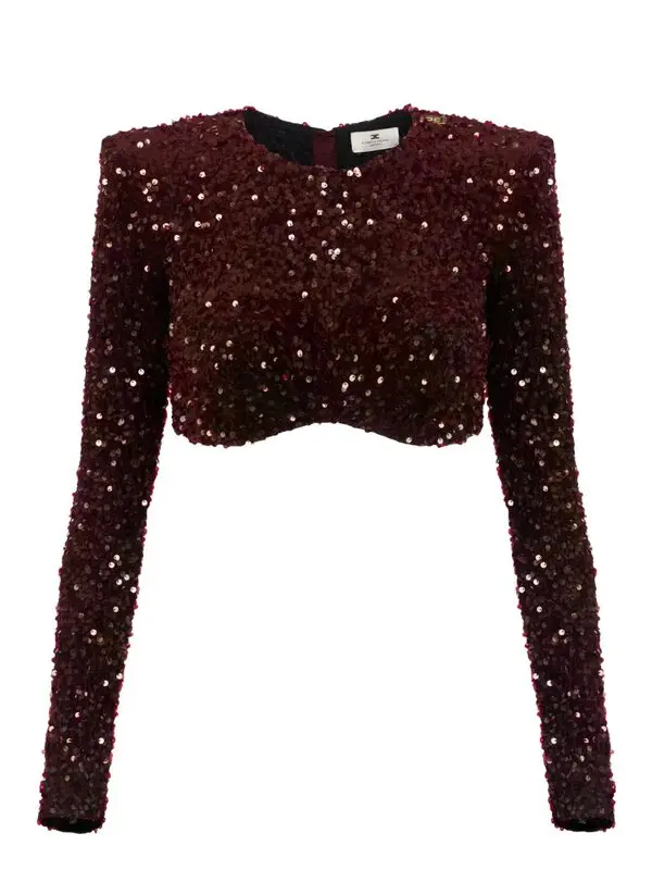 Elisabetta Franchi Sequin-embellished Long-sleeve Blouse - Red
