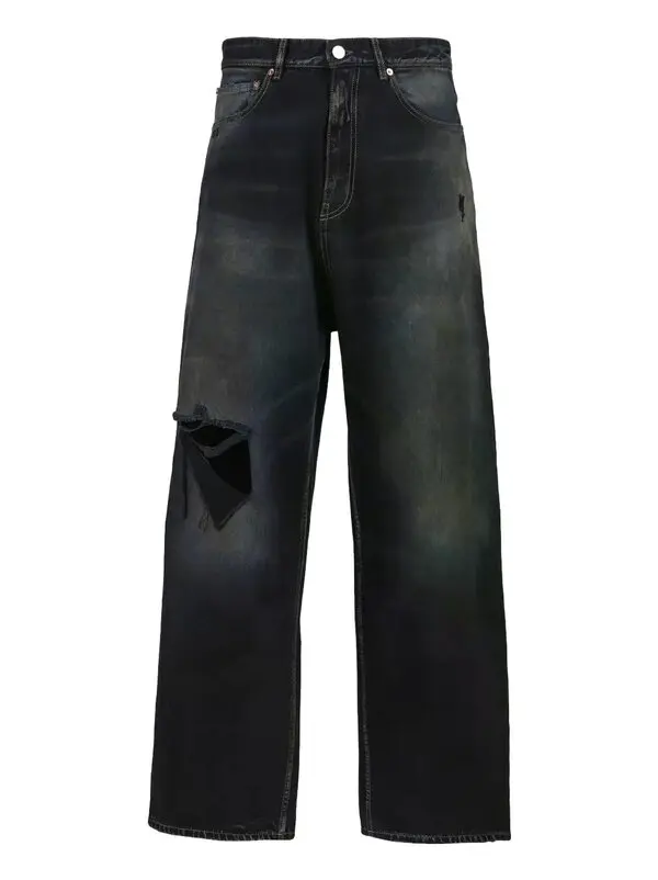 Vetements Distressed Wide-leg Trousers - Black