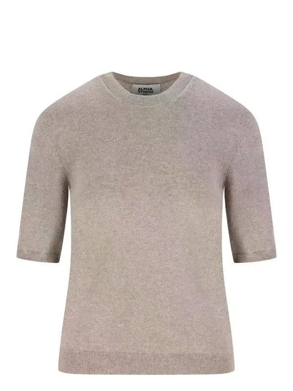 Alpha Studio Short-sleeve Cashmere Top - Neutrals