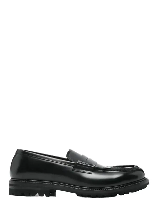 HENDERSON BARACCO Penny-strap Leather Loafers - Black