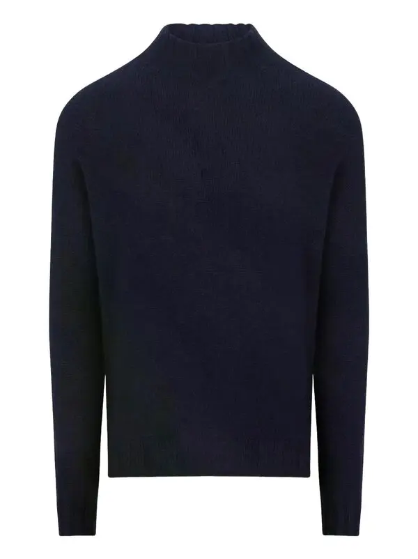 Tagliatore High-collar Ribbed Cashmere Turtleneck - Blue