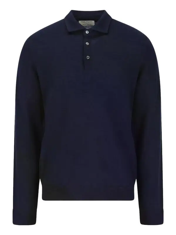 MAURO OTTAVIANI Button-placket Wool Polo Shirt - Blue