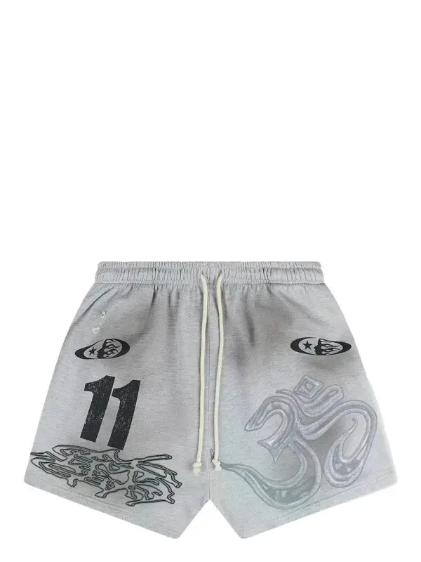 HELLSTAR Om-print Track Shorts - Grey