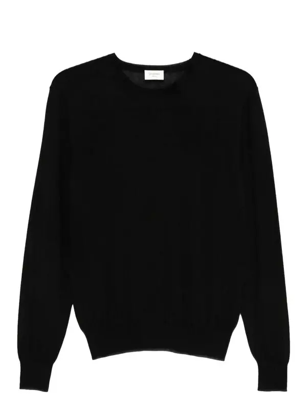 Saint Laurent Round-neck Panelled Wool Sweater - Black