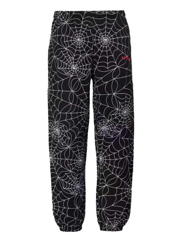 SP5DER Spiderweb-pattern Sweatpants - Black