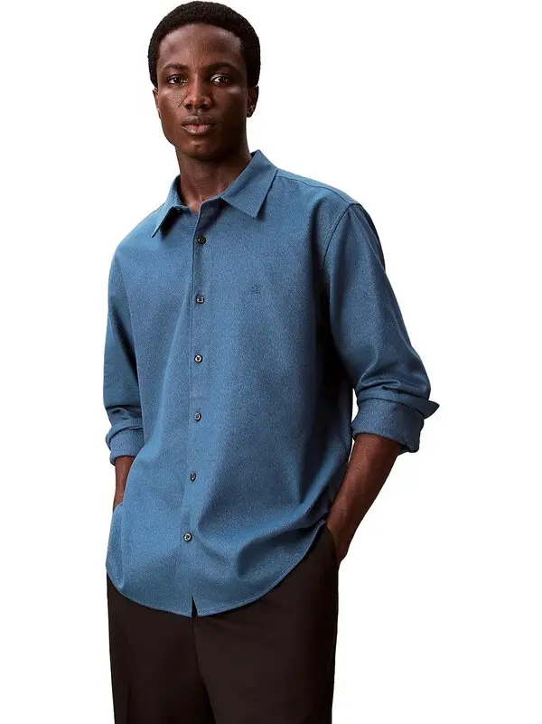 Calvin Klein Melange Flannel Relaxed Button-down Shirt - Wild Wind