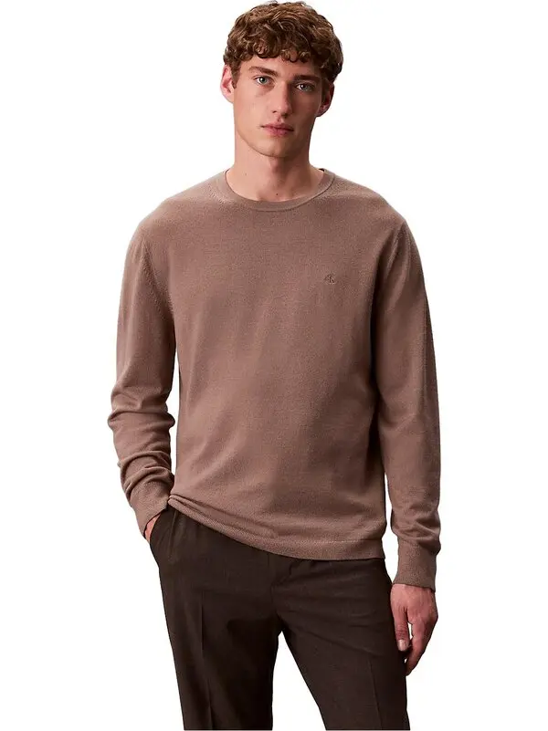 Calvin Klein Merino Wool Classic Sweater - Taupe Tone