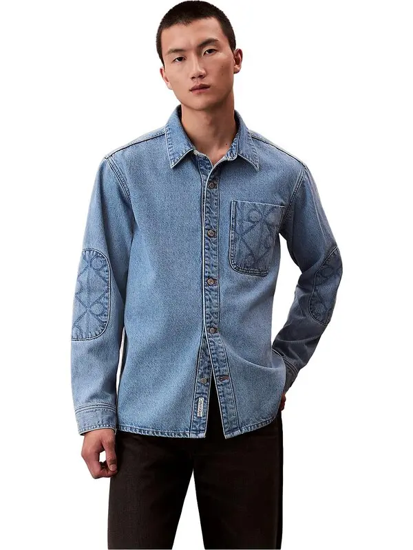 Calvin Klein 90s Emblem Denim Overshirt - Light Blue Stone