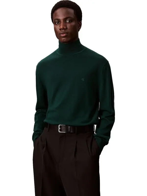 Calvin Klein Merino Wool Mock Neck Sweater - Miami Green