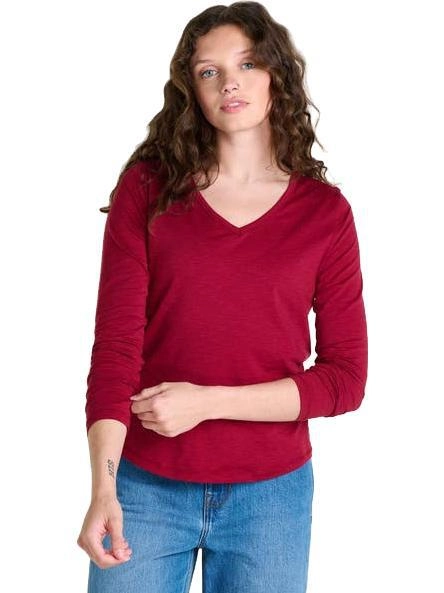 TOAD & CO Marley Long Sleeve V-neck Tee - Beet