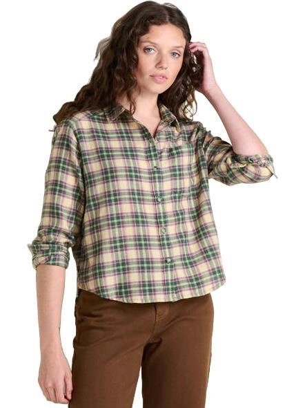 TOAD & CO Re-form Flannel Boxy Long Sleeve Shirt - Cilantro Pattern