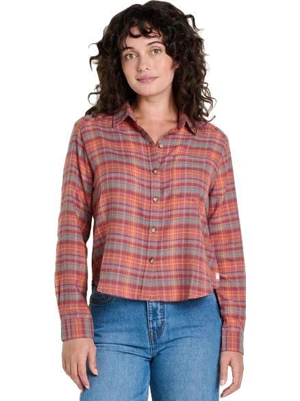 TOAD & CO Re-form Flannel Boxy Long Sleeve Shirt - Foxglove Pattern