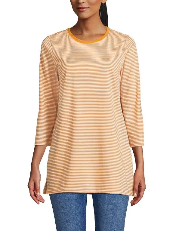 LANDS' END Supima Cotton Tunic - Rich Ginger Brown