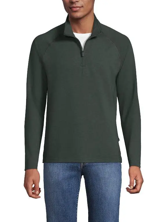 LANDS' END Long Sleeve Raglan Hybrid Quarter Zip - Evening Forest
