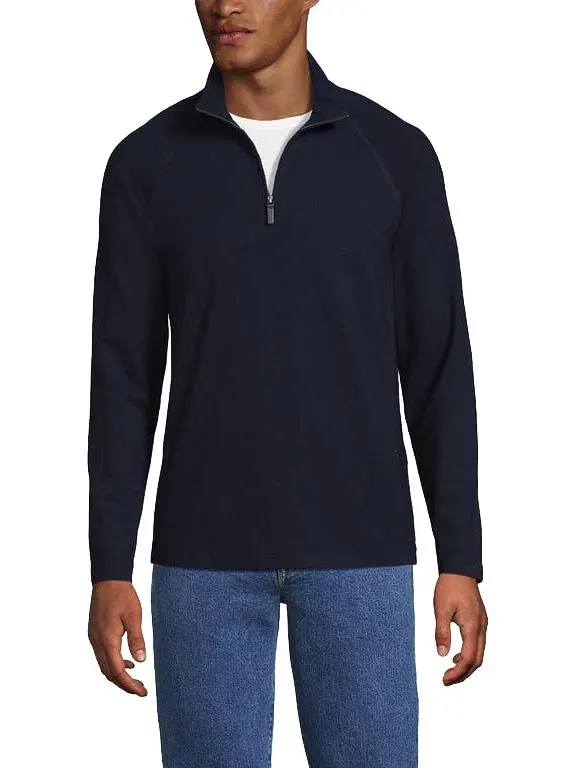 LANDS' END Long Sleeve Raglan Hybrid Quarter Zip - Radiant Navy