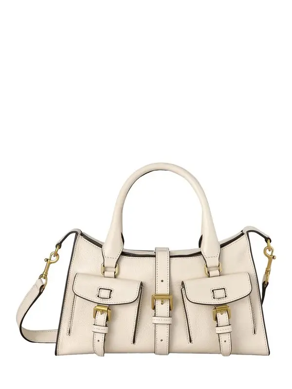 Mulberry Small Roxanne High Shine Leather Crossbody Bag - Eggshell