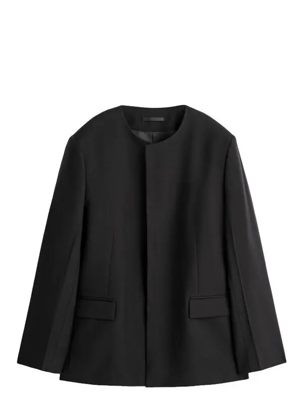 Cos Collarless Wool Blazer - Black