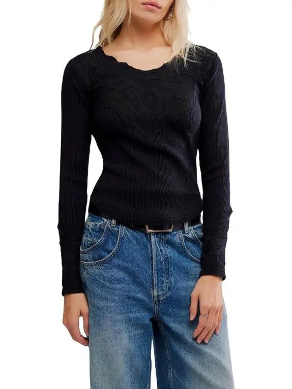 Free People Butterfly Thermal Top - Black