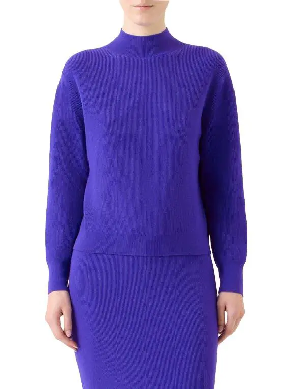 Akris Signature Virgin Wool & Cashmere Mock Neck Sweater - Ultra Violet