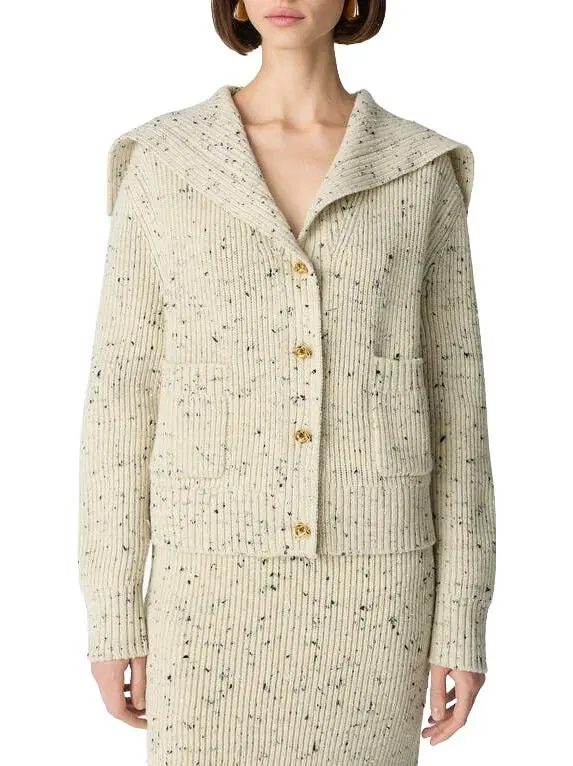 Bottega Veneta Knot Button Wool Blend Rib Cardigan - 9317 Dove