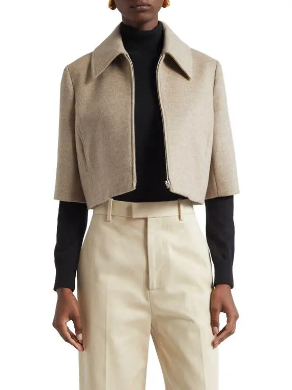 Bottega Veneta Wool And Cashmere Cropped Jacket - 2783 Sandshell Melange