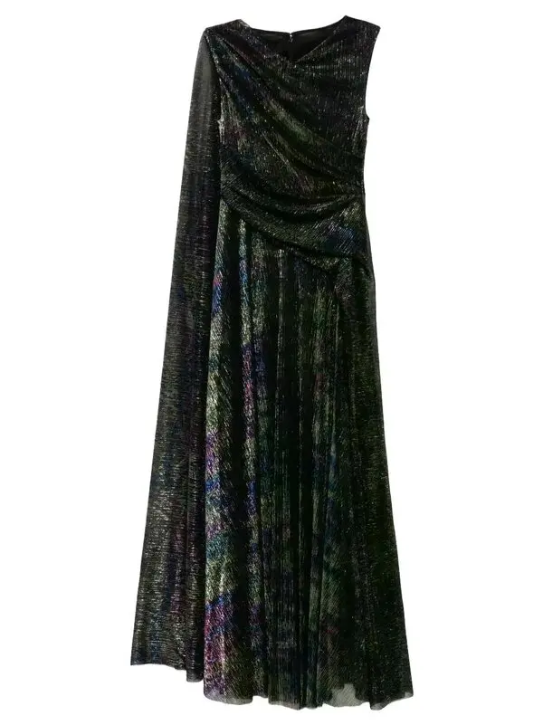 Talbot Runhof Metallic Cape Evening Dress - Black