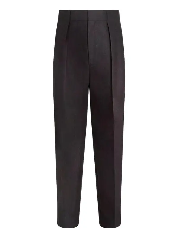 Zegna Pleated Wool Trousers - Brown