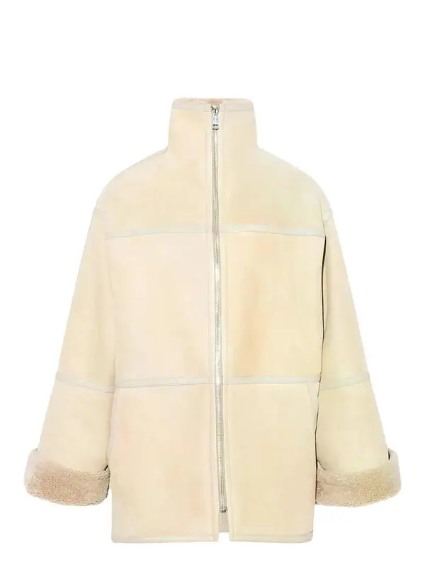 YVES SALOMON Suede-shearling Panelled Coat - Neutrals