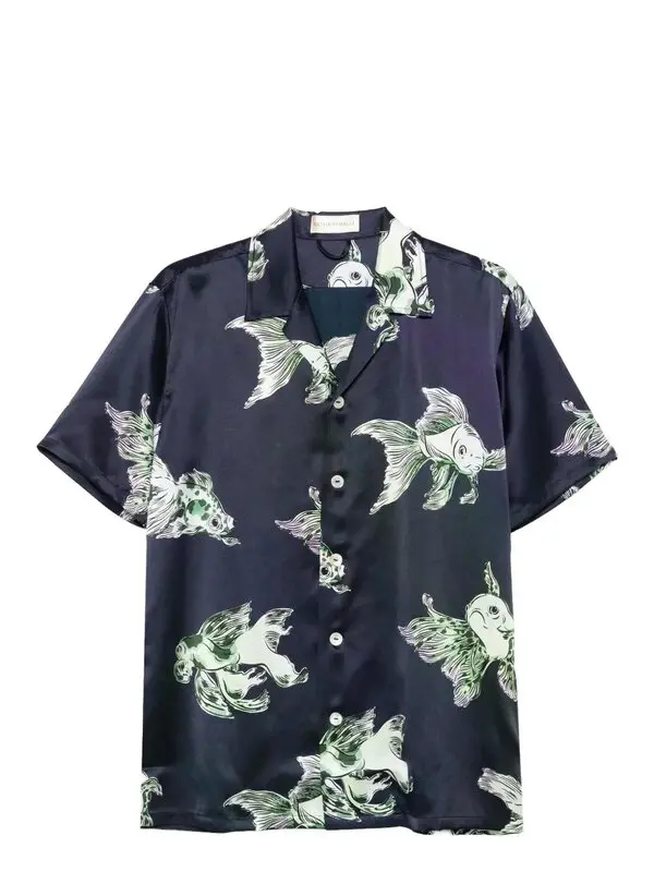 Olivia Von Halle Goldfish-print Shirt - Blue