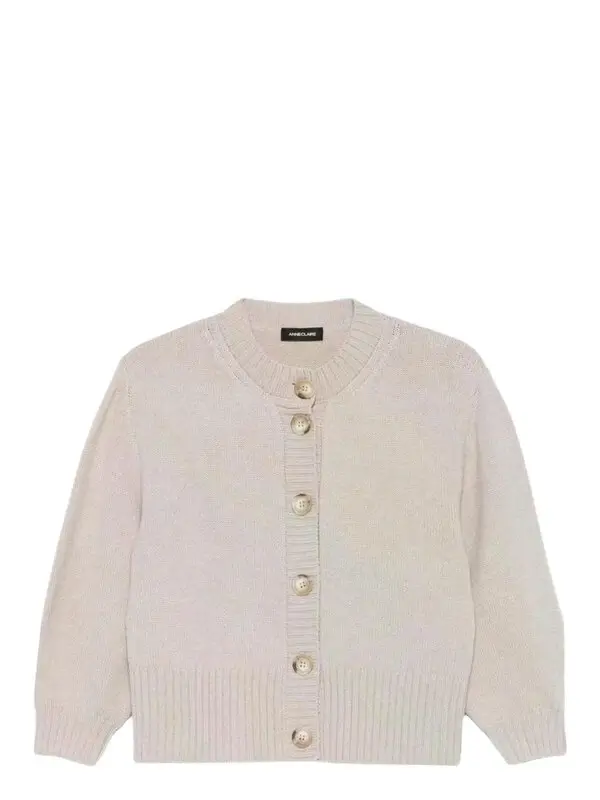ANNE CLAIRE Crew-neck Cardigan - Neutrals