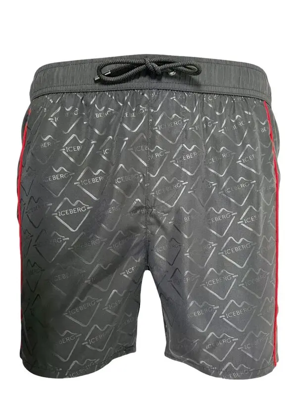 Iceberg Logo-pattern Swim Shorts - Black