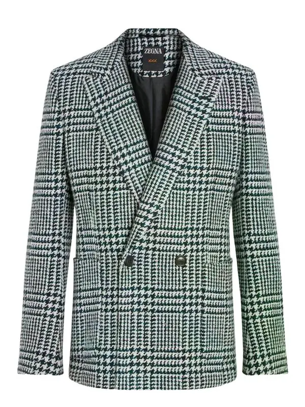 Zegna Houndstooth Double-breasted Blazer - Black