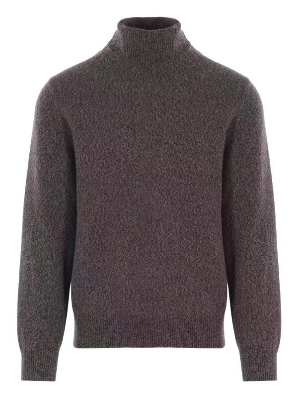 Agnona Ribbed High-neck Cashmere Sweater - Brown