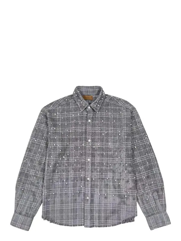 BIRTH OF ROYAL CHILD Pearl-embellished Checked Shirt - Black