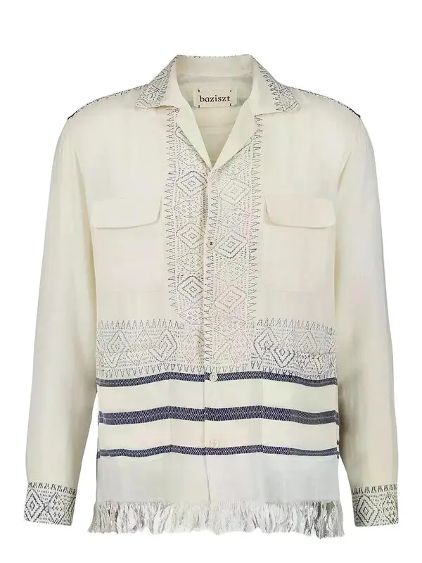 BAZISZT Talilo Embroidered Striped Shirt - White