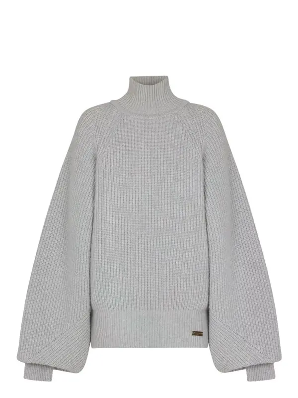 Balmain Ribbed Knit Turtleneck Jumper - Grey