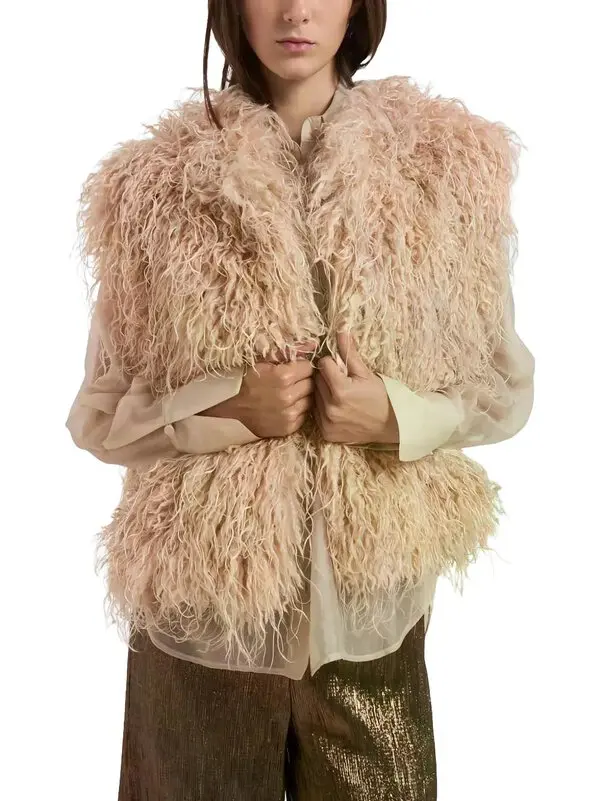 FORTE_FORTE Shaggy Faux Fur Vest - Pink