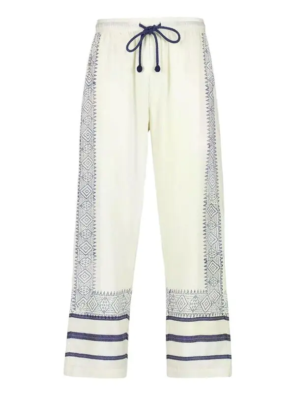 BAZISZT Striped Straight-leg Trousers - White