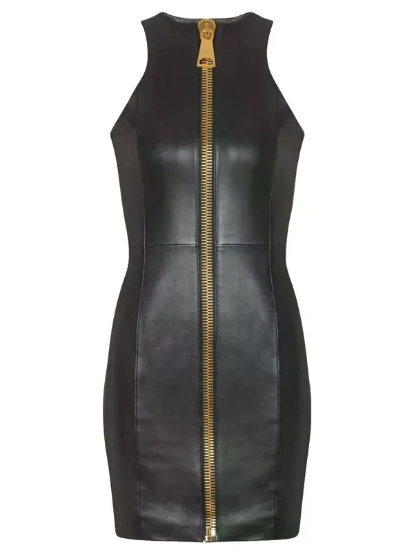 Balmain Leather Mini Dress - Black