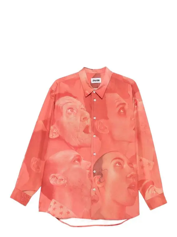 MAGLIANO Portrait-print Silk Shirt - Pink