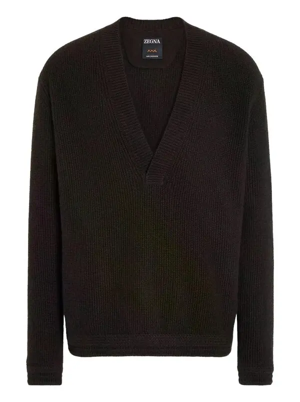 Zegna Oasi V-neck Cashmere Sweater - Brown